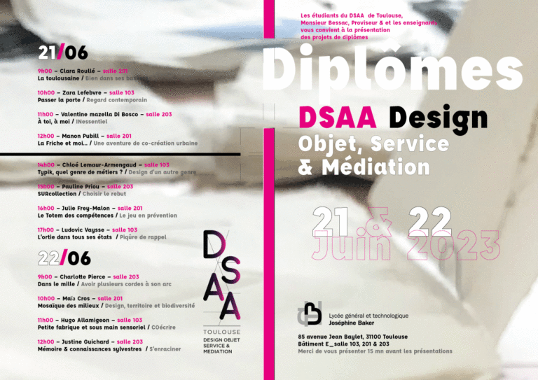 Programme des soutenances 2023 – DSAA DESIGN objet, service & médiation / Diplôme valant grade ...